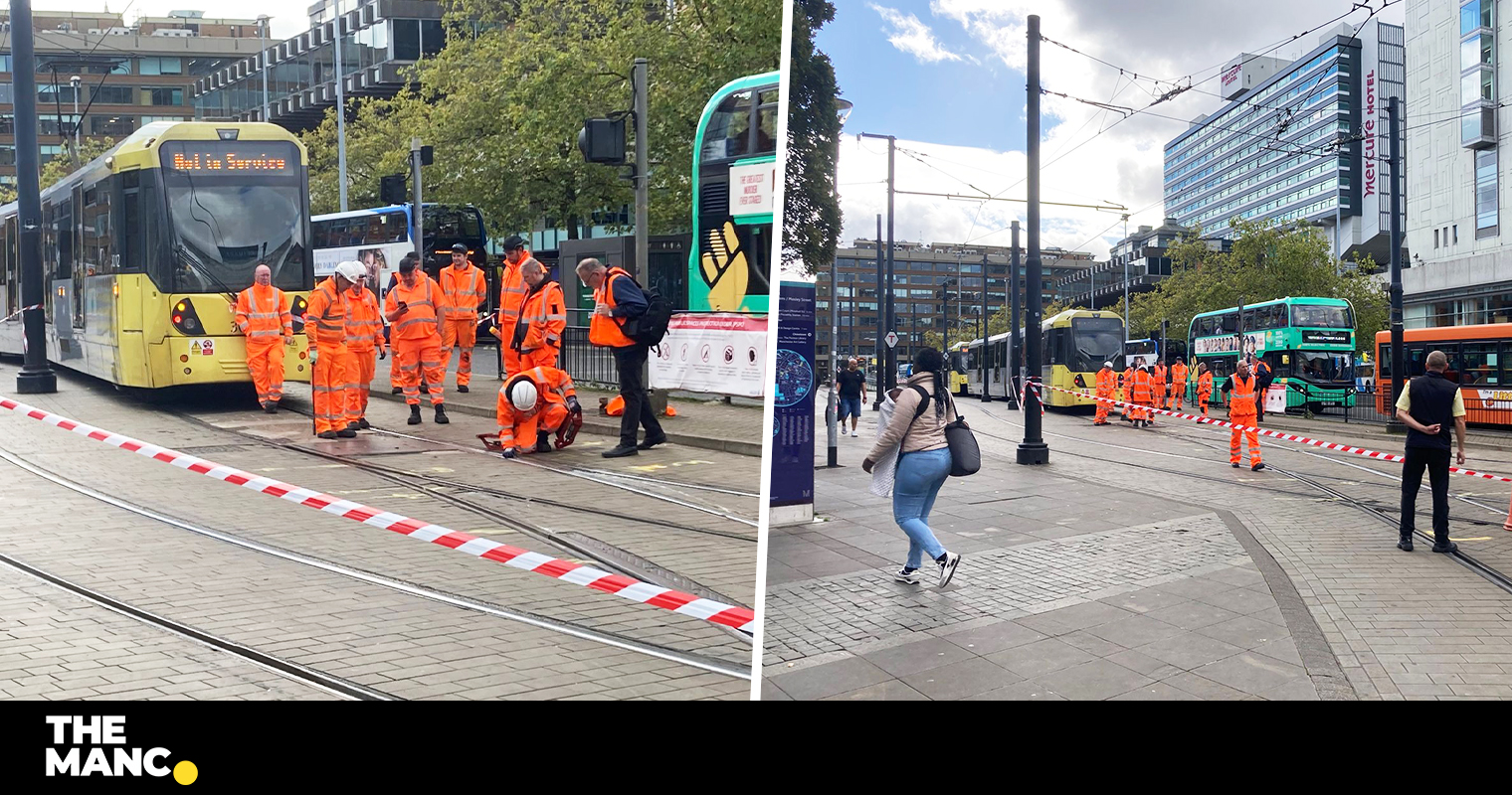 Metrolink tram derails near Piccadilly Gardens causing disruption