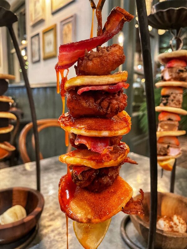 The Botanist's NEW hanging pancake 'kebab' with fried chicken