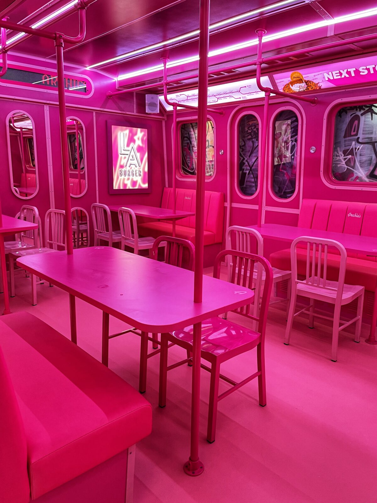 Archie's Manchester unveils pink train carriage at original burger bar