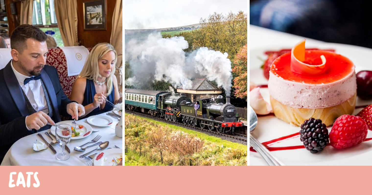 You can eat a four-course luxury meal while riding a steam train ...