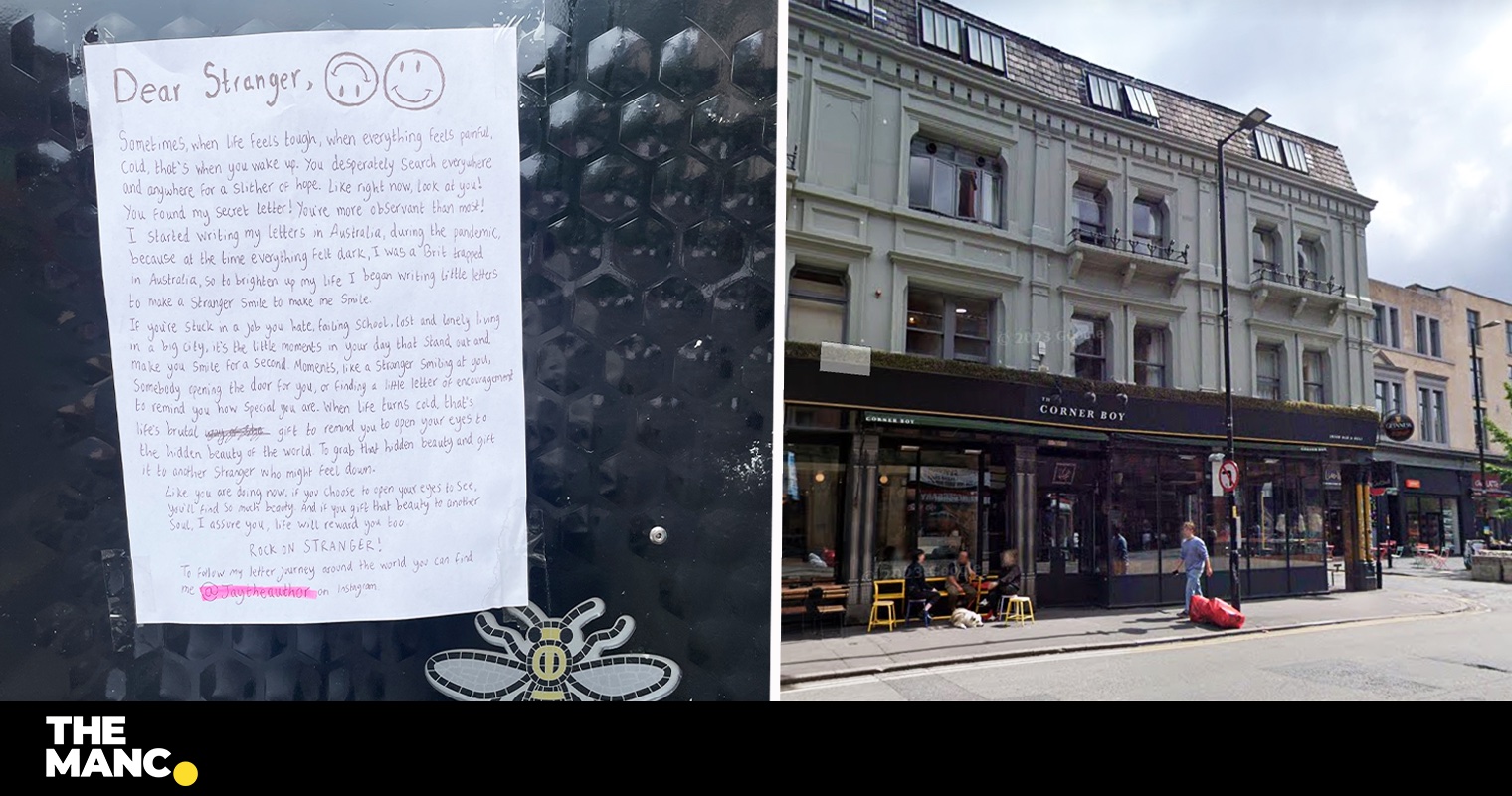 Handwritten notes addressed to strangers are being left around Manchester