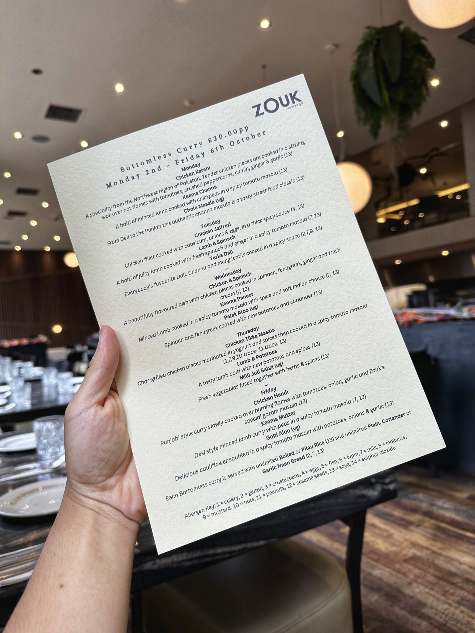 Bottomless curry deal returns to Manchester Indian restaurant Zouk