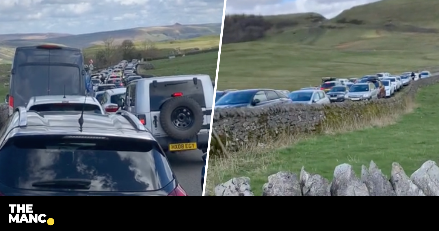 Winnats Pass rammed with traffic and 'bonkers' parking over Easter