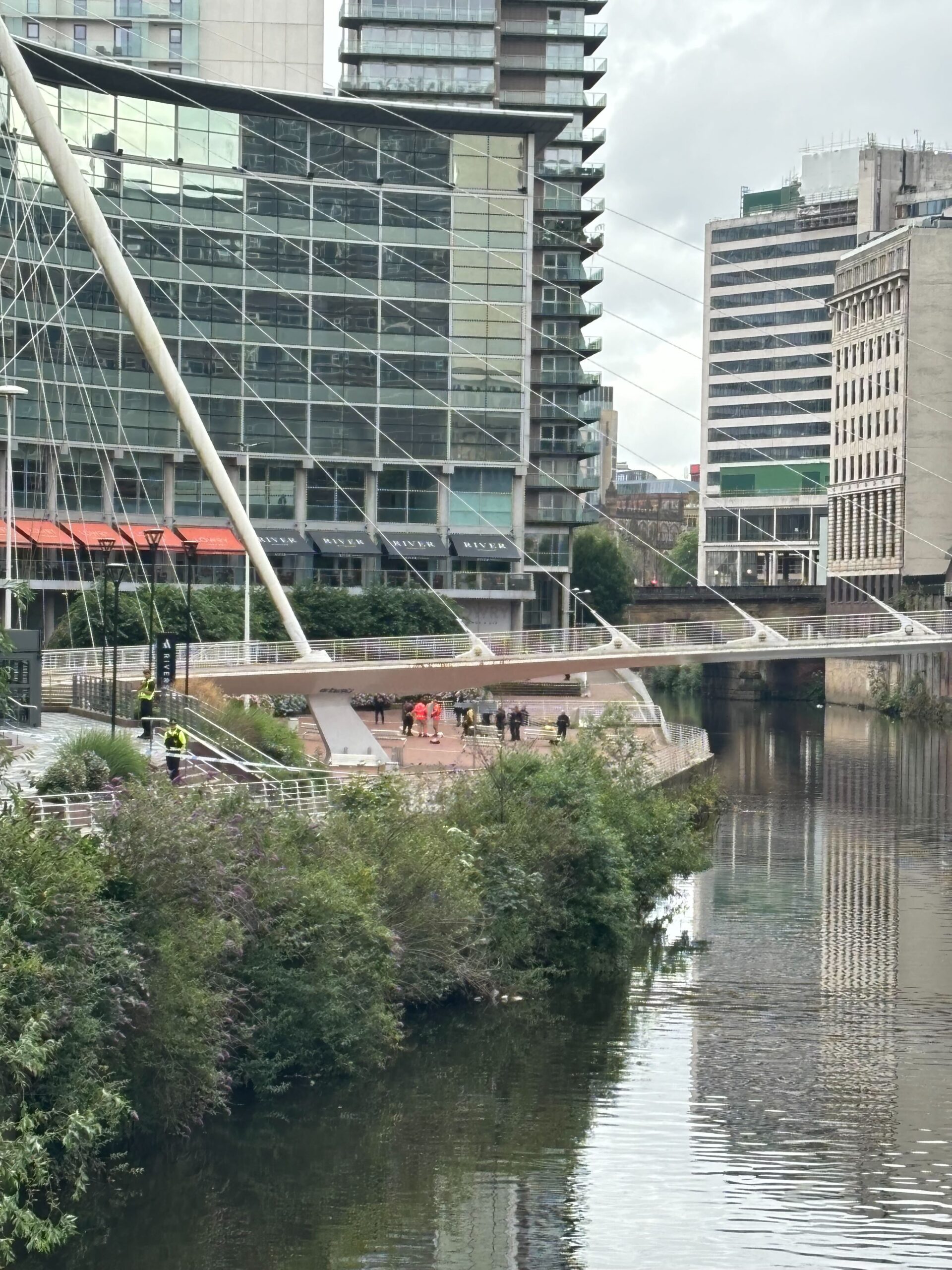 Cordon in place in Manchester after body pulled from River Irwell