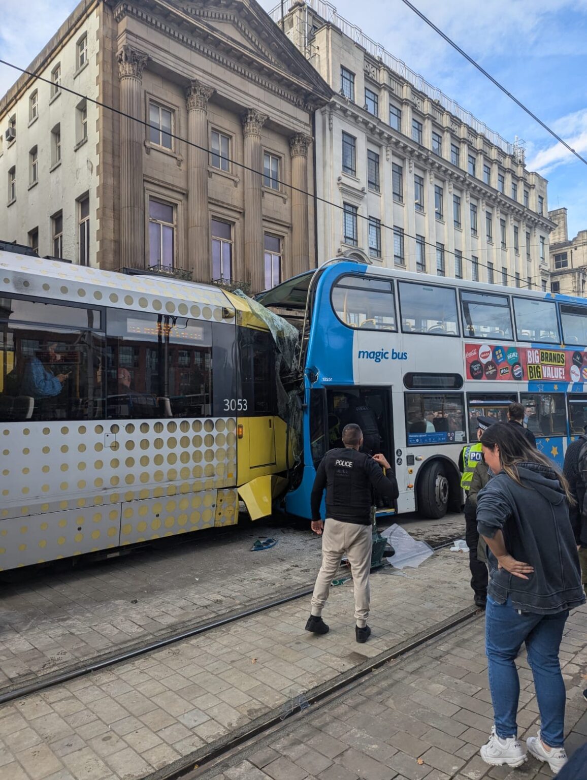 Major Metrolink shutdown after tram and Manchester bus crash