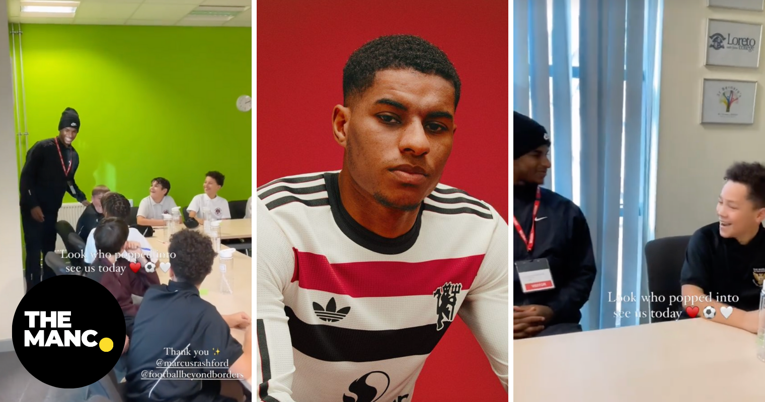 Marcus Rashford pays heartwarming surprise visit to Manc school