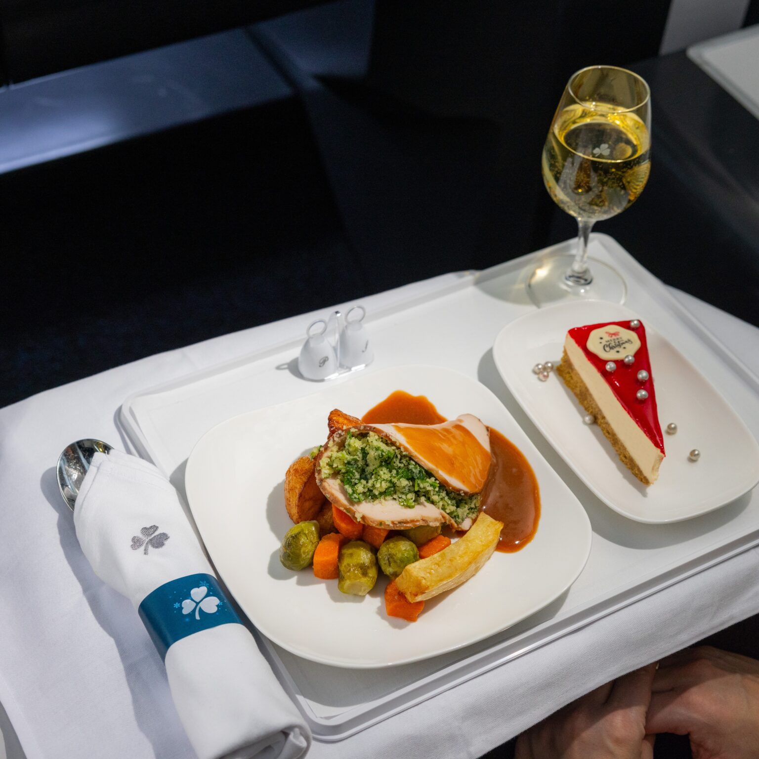 Aer Lingus is serving Christmas dinners in the sky this festive period